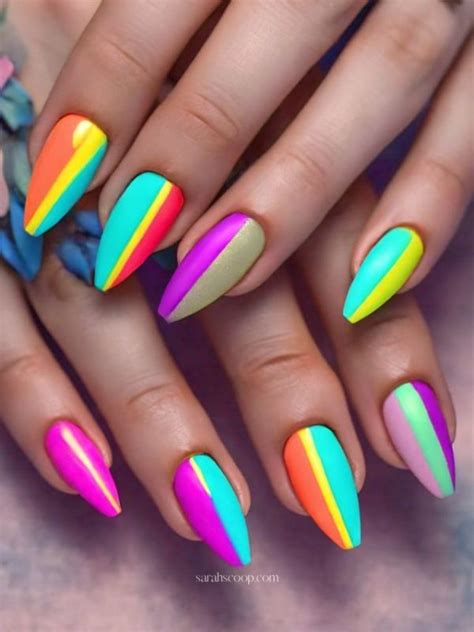 55 Unique Neon Rainbow Nail Designs
