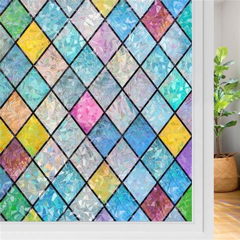 Rabbitgoo Stained Glass Window Film 175 X 787 With