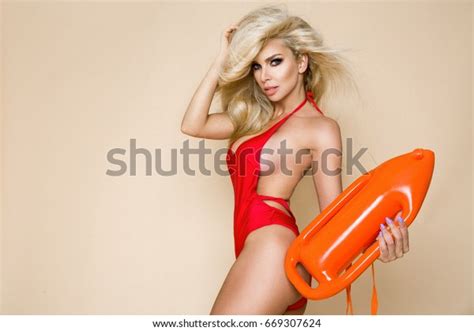 Sexy Blonde Lifeguard Sexy Bikini Stock Photo Edit Now