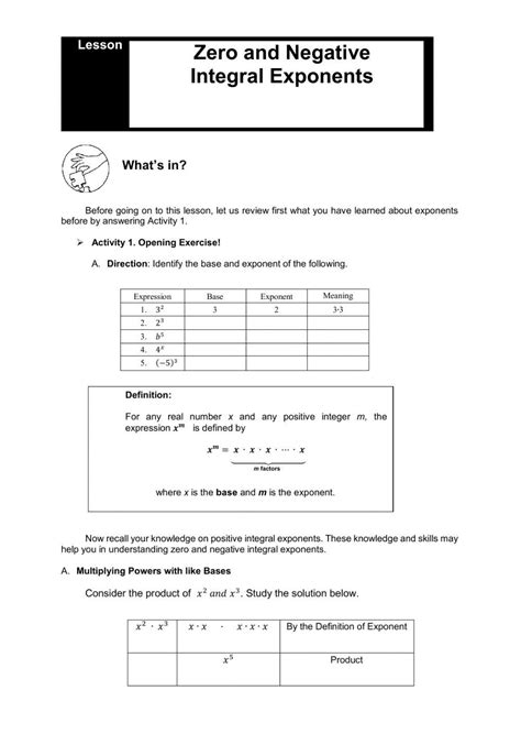 Zero And Negative Exponents Ppt Download Worksheets Library