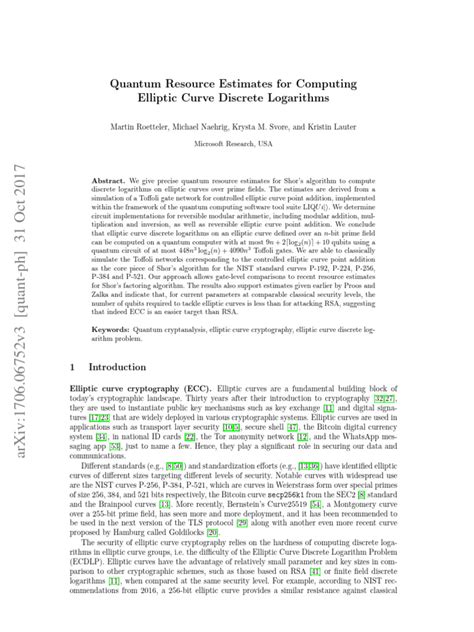 Quantum Resource Estimates For Computing Elliptic Curve Discrete
