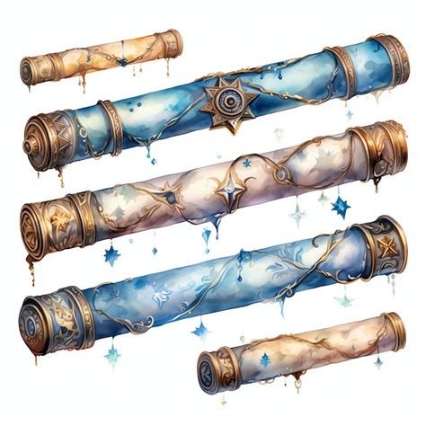 Premium Ai Image Beautiful Magic Scrolls Drawer Watercolor Fantasy Magical World Clipart