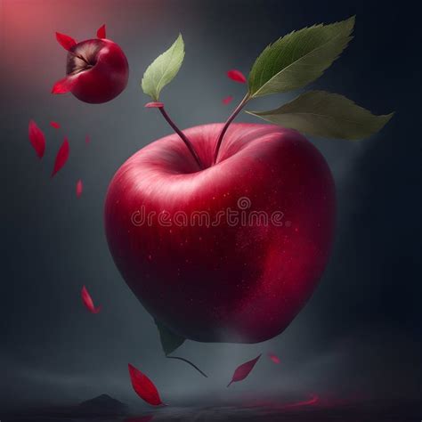 Digital Manipulation A Red Apple With A Sense Of Dynamic Motion Ai Generative Stock Illustration