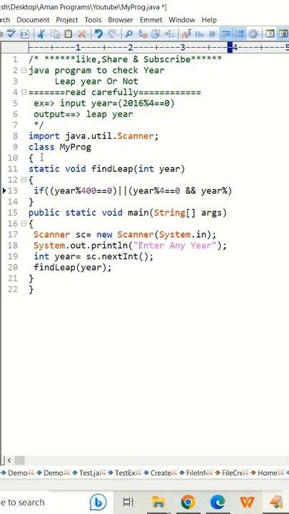 Find Leap Year Using Java Java Education Programming Viral Shorts Short Shortvideo Youtube