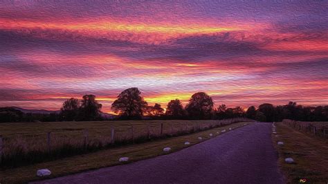 Country Road Sunset 4k Wallpaper Download