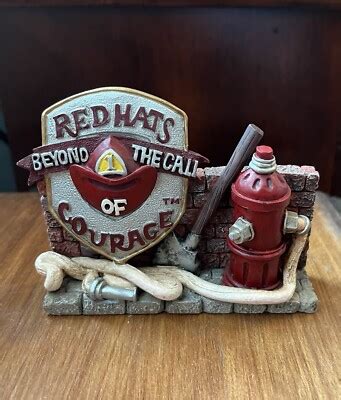 Red Hats Of Courage Beyond The Call Fire Hydrant Figurine To Honor