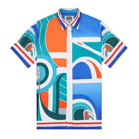 Graphic Design Short Sleeve Shirt For Men In Blue Jonvidesign