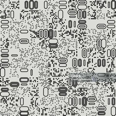 Monochrome Color Abstract Vector Pattern Design Made With Random Geometric Shapes Stock