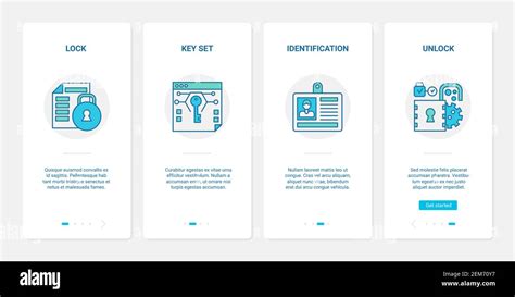 Security Modern Technology Vector Illustration UX UI Onboarding Mobile App Page Screen Set