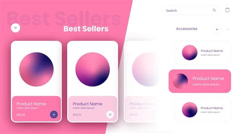 쇼핑 웹 애플리케이션 Ui Ux 디자인 벡터 템플릿 패션 및 소매점을 위한 분홍색 디자인 프리미엄 벡터