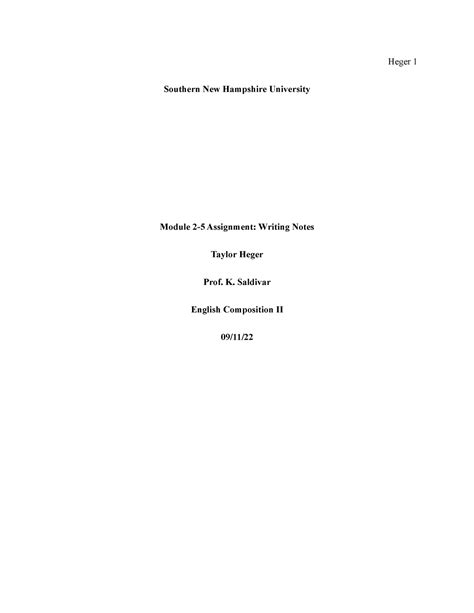 Eng 123 2 5 Assignment Heger 1 Southern New Hampshire University