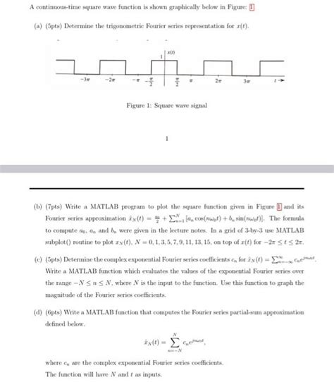 Solved A Continuous Time Square Wave Function Is Shown Chegg