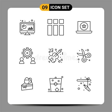 Mobile Interface Outline Set Of 9 Pictograms Of User Preference Layout Employee Star Stock
