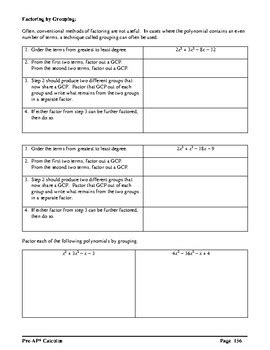 Pre AP Pre Calculus Unit 2 Analysis Of Polynomial Functions With Real Roots