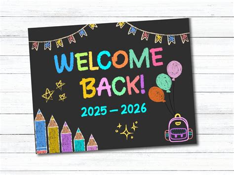 Printable Welcome Back Sign 2025 2026 Back To School Banner Classroom