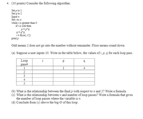 Solved 4 10 Points Consider The Following Algorithm Set