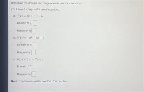 Solved Determine The Domain And Range Of Each Quadratic Chegg