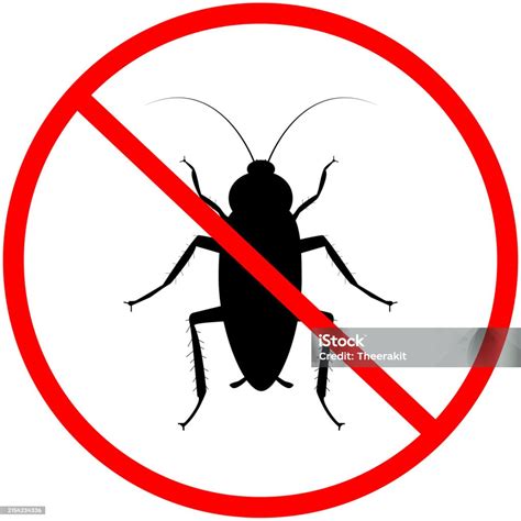 바퀴벌레 안티 버그 곤충 표시입니다 곤충 아이콘을 중지합니다 훈증 바퀴벌레 방제 기호입니다 바퀴벌레 방지 로고입니다 플랫 스타일 개념에 대한 스톡 벡터 아트 및 기타 이미지