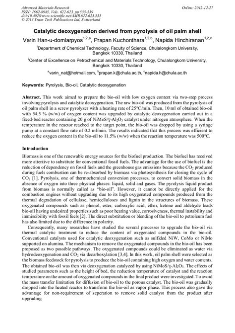 Catalytic Deoxygenation Derived From Pyrolysis Of Oil Palm Shell
