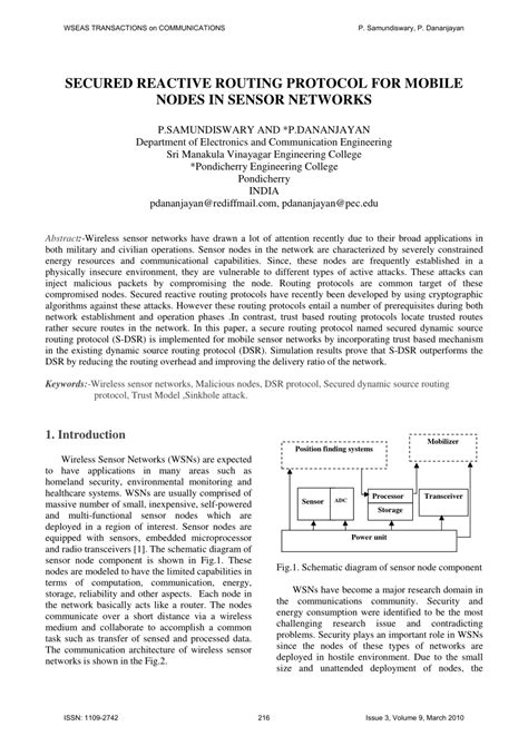 Pdf Secured Reactive Routing Protocol For Mobile Nodes In Sensor Networks