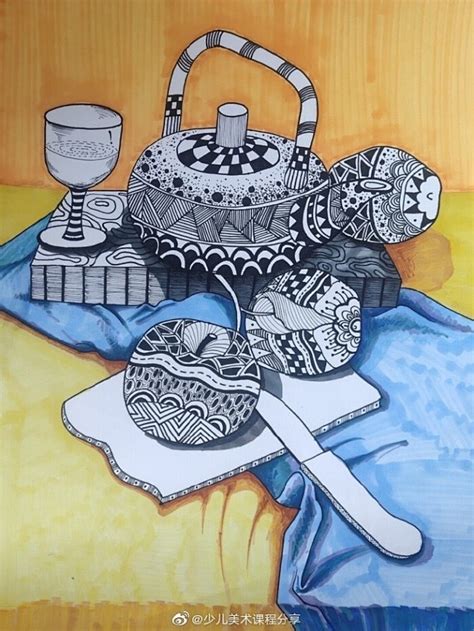 创意儿童画 创意美术 儿童线描画 静物线描儿童画素材分享