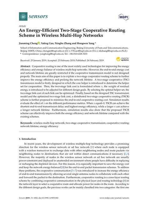 Pdf An Energy Efficient Two Stage Cooperative Routing Scheme In Wireless Multi Hop Networks