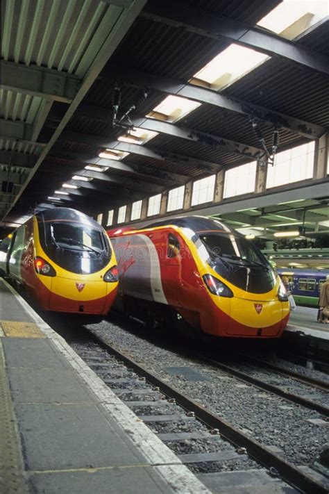 London Rail Stationary Trains At Platform Uk 2003 Editorial