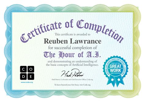 Certificate For Completion Of Classic Maze