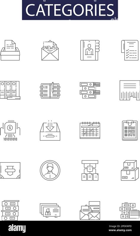 Categories Line Vector Icons And Signs Grouping Labeling Ranking Categories Line Vector Icons And Signs Grouping Labeling Ranking