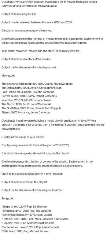 Answered Question 1 Write A Python Program That Reads A List Of