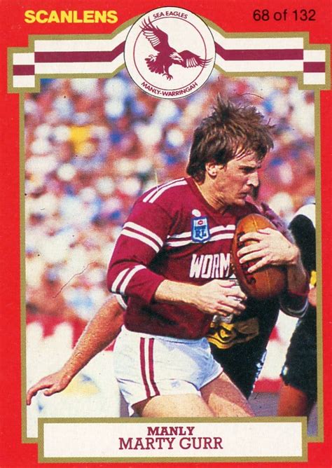 1986 Scanlens Common Card Base 068 Marty Gurr Manly Sea Eagles Gold Coast Trading Cards