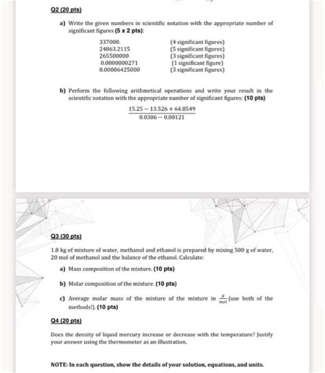 solved q2 20 pts a write the given numbers in scientific