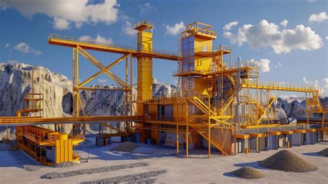 3 Photo Of A Vibrant Gold Ore Processing Plant Stock Illustration