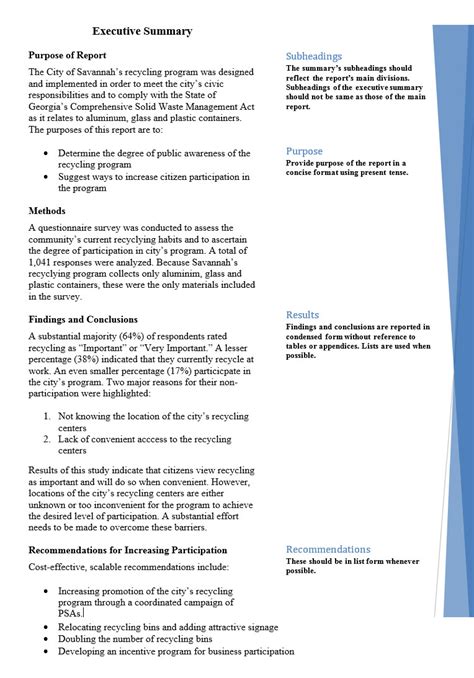 Executive Report Example