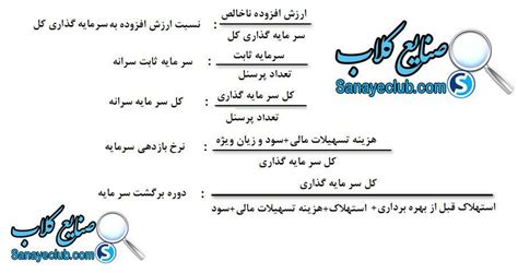 نحوه محاسبه ی فرمول های درس پروژه طراحی ایجاد صنایع تحصیلی و آموزشی صنایع کلاب