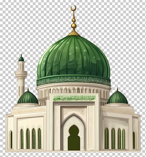 Madina Green Dome Mosque Architecture Png Clipart Building Green