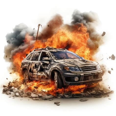 Premium Ai Image Illustration Car Explosion In City Design
