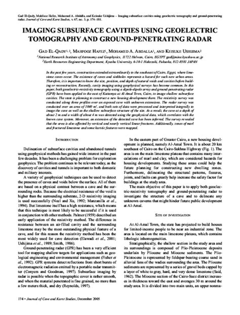 Pdf Imaging Subsurface Cavities Using Geoelectric Tomographyand