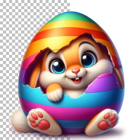 El Conejo Feliz Se Esconde En El Huevo De Pascua Archivo Psd Premium