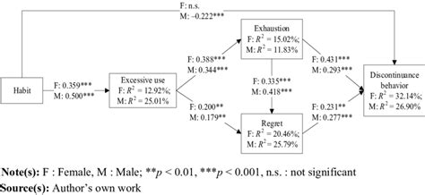 The Structural Model For Female And Male Sub Samples Download Scientific Diagram