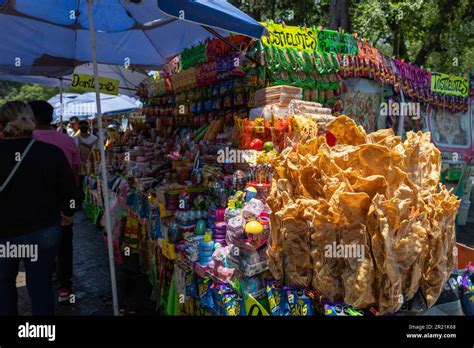 Mexico City Mexico May 07 2023 Chips And Chicharron Stall In