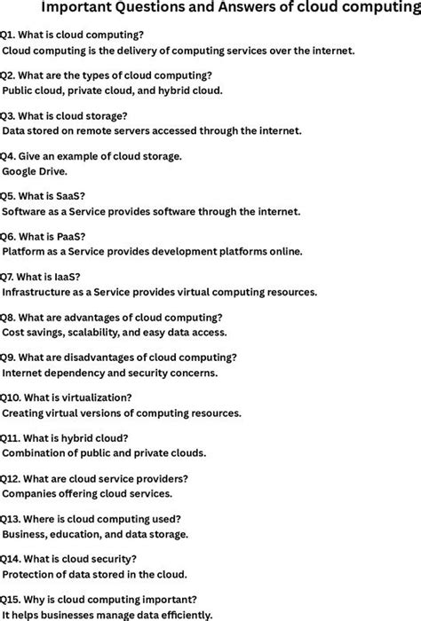 Cloud Computing Important Questions And Answers Sharemynotes