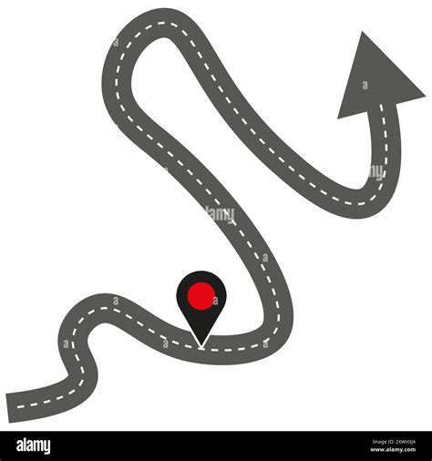 Roadmap Icon Curved Path With Location Pin Navigation Symbol Vector