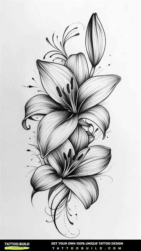 Lily Flower Tattoo Drawings Stunning Design Ideas