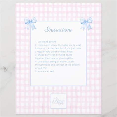 Preppy Grandmillennial Doll Paper Party Hat Sheet Zazzle