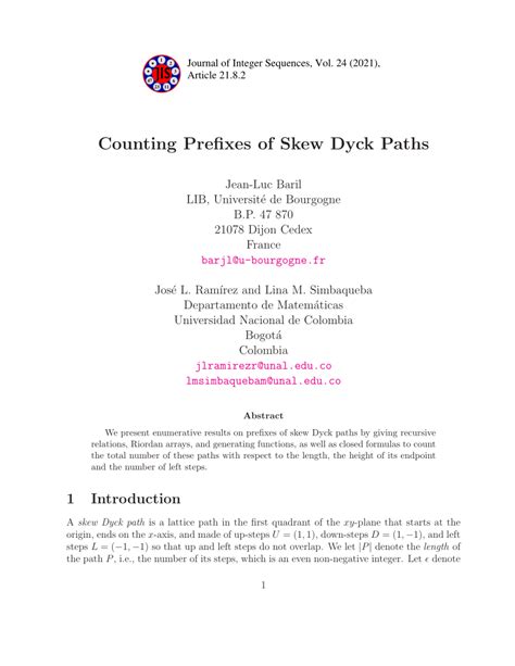 pdf counting prefixes of skew dyck paths