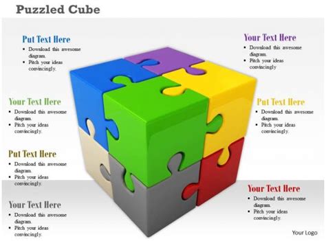 Colorful Cube Graphic Of Puzzle Pieces PowerPoint Presentation Designs Slide PPT Graphics