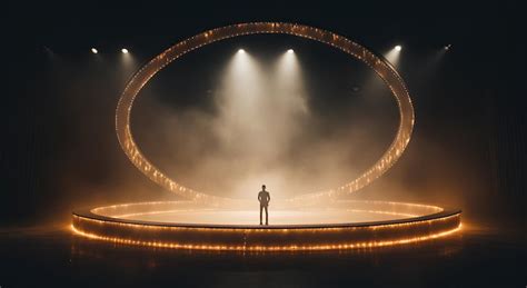 A Circular Lighted Stage With A Spotlight Premium Ai Generated Image
