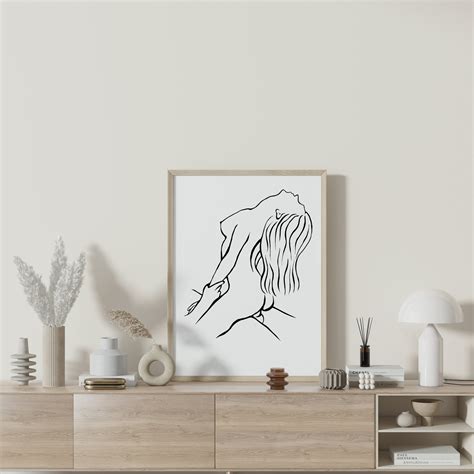 Erotic Nude Art Nude Line Drawing Sensual Minimal Modern Art Couple Sex Art Digital