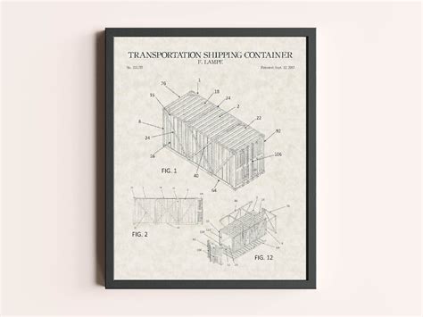 Shipping Container Patent Print Shipping Transportation Wall Art Patent Art Home Decor